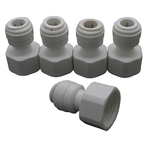 Plastic Female 1/2 PT(3/4") to 3/8" Tube Quick Connector Fitting White RO Water Valve Filter Pack of 5