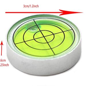 Preamer High Accuracy 30' /2mm D30mm/1.2" Alloy Metal Shell Rv Leveling Bubble Spirit level Small Bullseye Bubble Level for RV Tripod Ball Head