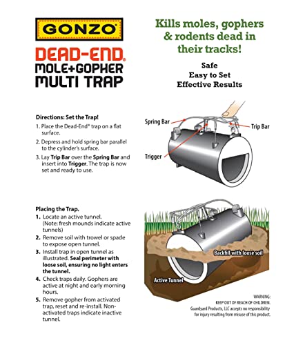 Gonzo 5001 Dead-End Mole & Gopher Trap