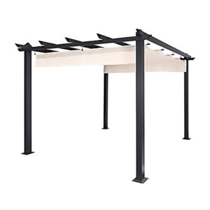 aleko aluminum retractable patio pergola | outdoor canopy grape trellis pergola | canopy pool garden gazebo | 9 x 9 ft | cream white | pergburg10x13