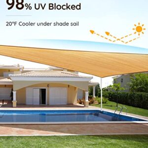 Quictent 24X24FT Large Oversized 185G HDPE Square Sun Shade Sail Canopy 98% UV Block Outdoor Patio Garden with Hardware Kit