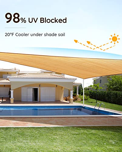 Quictent 24X24FT Large Oversized 185G HDPE Square Sun Shade Sail Canopy 98% UV Block Outdoor Patio Garden with Hardware Kit