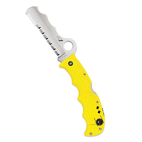 Spyderco Assist Salt Knife with 3.68" H-1 Corrosion-Resistant Stainless Steel Blade and Lightweight Yellow FRN Handle - SpyderEdge - C79PSYL