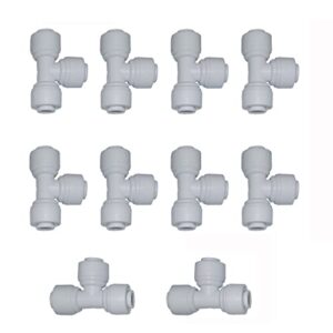 malida 1/4" tee 3 way tube quick connect push fit ro water reverse osmosis system set of 10