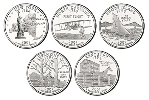 2001 P, D BU Statehood Quarters - 10 coin Set Uncirculated