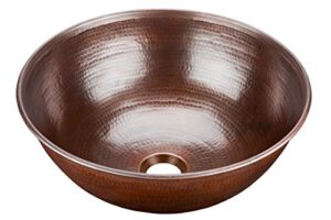 sinkology brv-1405bc hubble handmade pure solid vessel sink, 14", aged copper