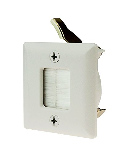 DATA COMM Hole Saw Brush Wall Plate - 2x2 In Wall Cable Management Plate to Hide Low Voltage Cables - Low Profile Recessed Cable Plate for Cable Pass Through – Hide TV Wires Behind the Wall - White