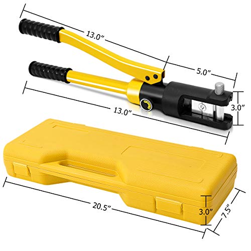 Goplus 16 Ton Hydraulic Crimping Tool, 6 AWG to 600 MCM Battery Cable Lug Terminal Wire Crimper Tool Kit w/ 11 Pairs of Dies