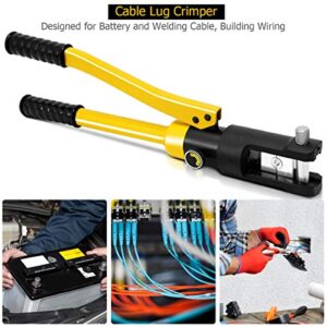 Goplus 16 Ton Hydraulic Crimping Tool, 6 AWG to 600 MCM Battery Cable Lug Terminal Wire Crimper Tool Kit w/ 11 Pairs of Dies