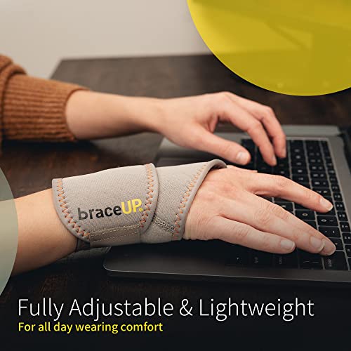 BraceUP Adjustable Wrist Wrap for Men and Women - Workouts Wrist Band, Carpal Tunnel Compression Wrist Brace, Tendonitis Wrist Splint, Left Right Hand One Size Adjustable (Black)