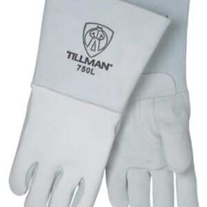 John Tillman and Co Tillman Large 14" Pearl Gray Premium Elkskin CottonFoam Lined Stick Welders Gloves with Welted Fingers and Kevlar Thread Locking Stitch (TIL750L)