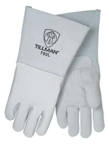 John Tillman and Co Tillman Large 14" Pearl Gray Premium Elkskin CottonFoam Lined Stick Welders Gloves with Welted Fingers and Kevlar Thread Locking Stitch (TIL750L)