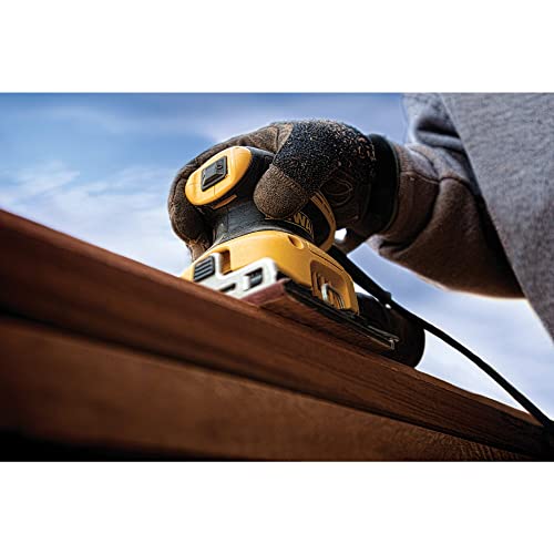 DEWALT Palm Sander, 1/4-Inch, 2.3 Amp, 14,000 OPM, Storage Bag Included, Corded (DWE6411K), Yellow