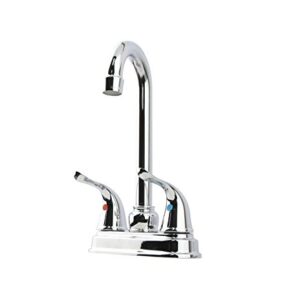 StoneCrest Dual Control 4" Metal Bar Faucet with Tea-Pot Style Handles, Chrome Finish.