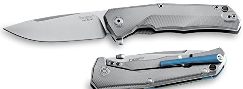 Lionsteel TRE Titanium Framelock Blue Folding Knife,2.88in,Bohler M390 Steel,Drop TRE BL