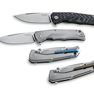 Lionsteel TRE Titanium Framelock Blue Folding Knife,2.88in,Bohler M390 Steel,Drop TRE BL