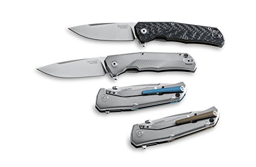 Lionsteel TRE Titanium Framelock Blue Folding Knife,2.88in,Bohler M390 Steel,Drop TRE BL