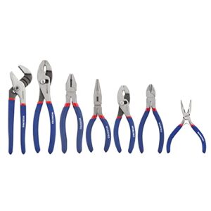 workpro 7-piece pliers set (8-inch groove joint pliers, 6-inch long nose, 6-inch slip joint, 4-1/2 inch long nose, 6-inch diagonal, 7-inch linesman, 8-inch slip joint) for diy & home use