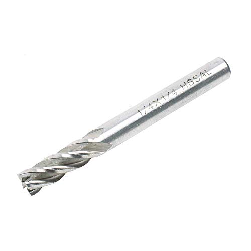 AUTOTOOLHOME 1/4 inch HSS 4 Flutes End Mills Milling Cutter End Drill Bit Straight Shank Pack of 2