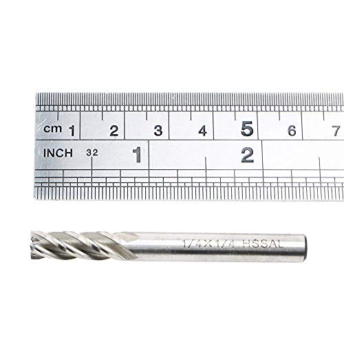 AUTOTOOLHOME 1/4 inch HSS 4 Flutes End Mills Milling Cutter End Drill Bit Straight Shank Pack of 2