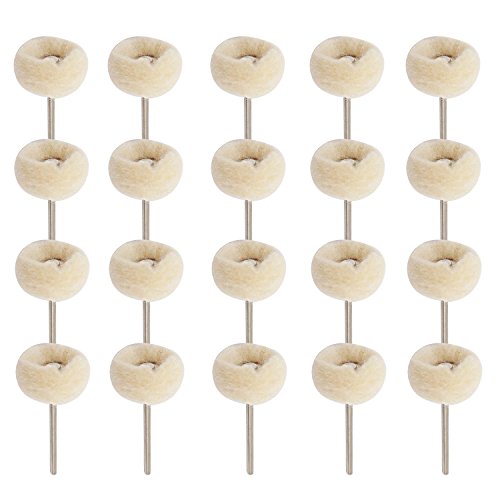 PHYHOO Polishing Wheel Set Mounted Cotton Soft Fine 3/32 Shank Buff Wheels Shank Rotary Tools Accessories Pack of 20 Pieces