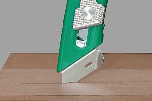 Pacific Handy Cutter S4SR Self-Retracting Safety Cutter with Fixed Metal Guard, Bladeless Tape Splitter, Steel Guard for Safety and Damage Protection, for Warehouse and In-Store Cutting, green