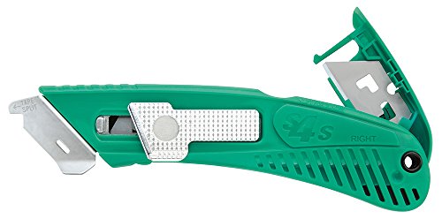 Pacific Handy Cutter S4SR Self-Retracting Safety Cutter with Fixed Metal Guard, Bladeless Tape Splitter, Steel Guard for Safety and Damage Protection, for Warehouse and In-Store Cutting, green