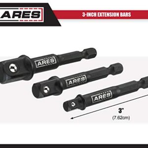 ARES 70000-3-Inch Impact Grade Socket Adapter Set - Turns Impact Drill Driver into High Speed Socket Driver - 1/4-Inch, 3/8-Inch, and 1/2-Inch Drive