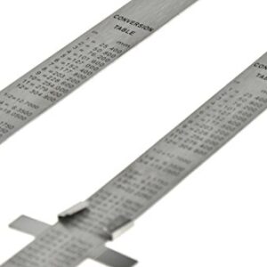 SE Stainless Steel SAE Metric Ruler Set - Stainless Steel Precision Ruler Measuring Tool - Detachable Clips - Set of 2 Pcs - 925PSR-2