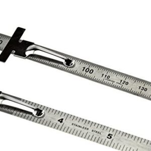 SE Stainless Steel SAE Metric Ruler Set - Stainless Steel Precision Ruler Measuring Tool - Detachable Clips - Set of 2 Pcs - 925PSR-2