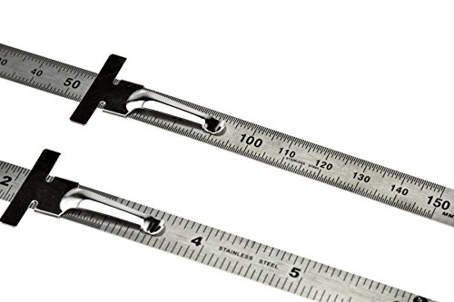 SE Stainless Steel SAE Metric Ruler Set - Stainless Steel Precision Ruler Measuring Tool - Detachable Clips - Set of 2 Pcs - 925PSR-2