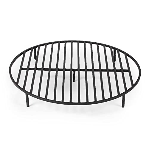 TITAN GREAT OUTDOORS Round 36.5in Fire Pit Grate, Heavy Duty 1/2in Steel Elevated Log Wood Pit Grate, Burning Fireplace and Firepits