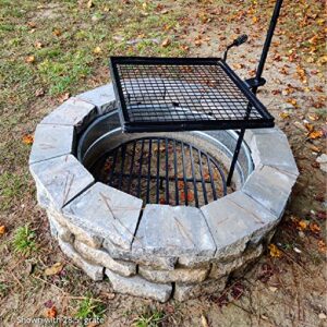 TITAN GREAT OUTDOORS Round 36.5in Fire Pit Grate, Heavy Duty 1/2in Steel Elevated Log Wood Pit Grate, Burning Fireplace and Firepits