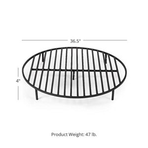 TITAN GREAT OUTDOORS Round 36.5in Fire Pit Grate, Heavy Duty 1/2in Steel Elevated Log Wood Pit Grate, Burning Fireplace and Firepits