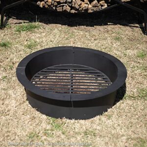 TITAN GREAT OUTDOORS Round 36.5in Fire Pit Grate, Heavy Duty 1/2in Steel Elevated Log Wood Pit Grate, Burning Fireplace and Firepits