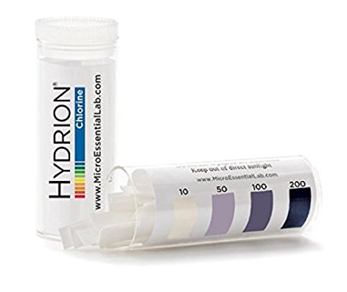 Professional Grade Hydrion Chlorine Test Strips (CM-240V) Plus Dispenser/Chart, 10-200, PPM