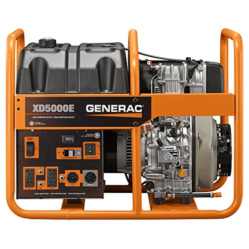 Generac 6864 XD5000E 5000-Watt Diesel-Powered Portable Generator - Ideal for Emergency Backup Power and Job Sites - Reliable Power for Demanding Applications - CARB Compliant