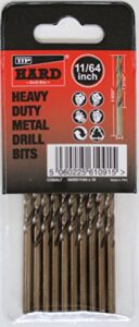 ttp hard drills bits 11/64-inch, 10 x imperial drill bits cobalt for drilling harder metals stainless chrome aluminum cast iron