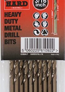 TTP HARD Drills Bits 3/16-Inch, 10 X Imperial Drill Bits Cobalt for Drilling Harder Metals Stainless Chrome Aluminum Cast Iron