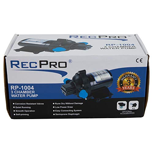 RecPro RV Water Pump 3.0 GPM| Compatible with Shurflo 4008-101-A65 | 12V Water Pump | Self-Prime | Camper Water Pump | RV Plumbing (1 Pump)