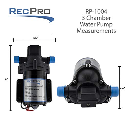 RecPro RV Water Pump 3.0 GPM| Compatible with Shurflo 4008-101-A65 | 12V Water Pump | Self-Prime | Camper Water Pump | RV Plumbing (1 Pump)