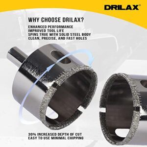 Drilax 1 3/4 Inch Diamond Hole Saw Drill Bit Ceramic, Porcelain Tiles, Glass, Granite Counter top Shower, Faucet Size 1-3/4