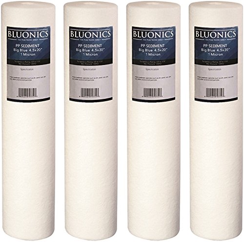 Bluonics 4.5" x 20" Sediment Water Filters (1 Micron) 4 Whole House