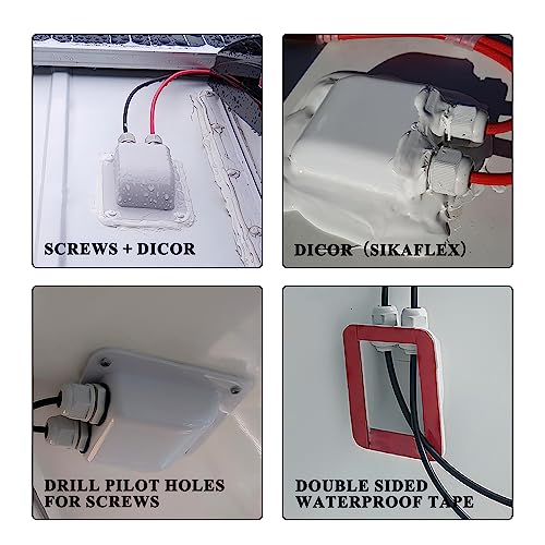 Link Solar Weatherproof ABS Solar Double Cable Entry Gland for All Cable Types 2mm² to 6mm² for Solar Project on Rv, Campervan, Boat