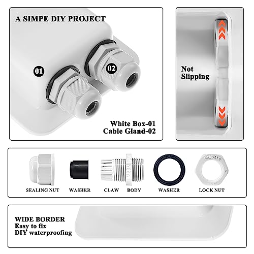 Link Solar Weatherproof ABS Solar Double Cable Entry Gland for All Cable Types 2mm² to 6mm² for Solar Project on Rv, Campervan, Boat