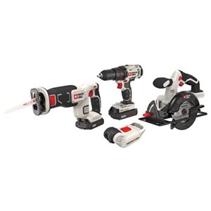 PORTER-CABLE 20V MAX Power Tool Combo Kit, 4-Tool Cordless Power Tool Set with 2 Batteries and Charger (PCCK616L4)