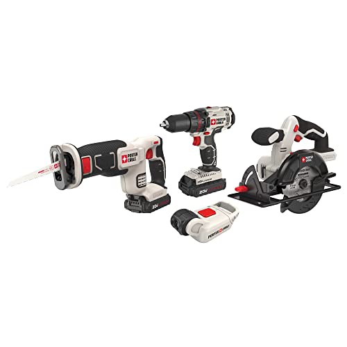 PORTER-CABLE 20V MAX Power Tool Combo Kit, 4-Tool Cordless Power Tool Set with 2 Batteries and Charger (PCCK616L4)