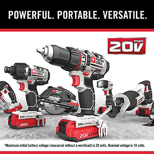 PORTER-CABLE 20V MAX Power Tool Combo Kit, 4-Tool Cordless Power Tool Set with 2 Batteries and Charger (PCCK616L4)