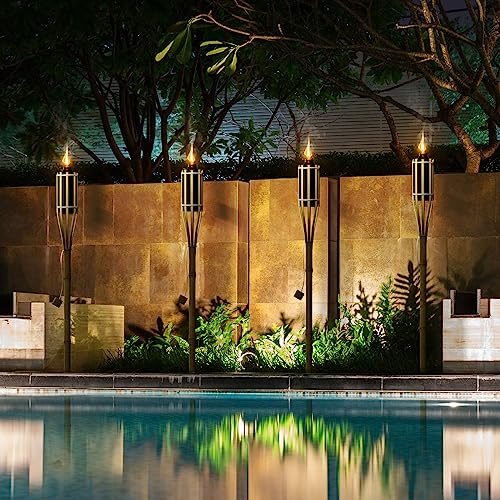 Matney Bamboo Torches for Outside Mosquitos Repellent - Decorative Garden & Backyard Lights - Mosquito Torches Outdoor - Oil Lamp for Citronella - Flame Lasts Over 8 Hours - 4 Feet Tall - (12 Pack)