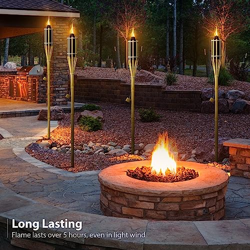 Matney Bamboo Torches for Outside Mosquitos Repellent - Decorative Garden & Backyard Lights - Mosquito Torches Outdoor - Oil Lamp for Citronella - Flame Lasts Over 8 Hours - 4 Feet Tall - (12 Pack)